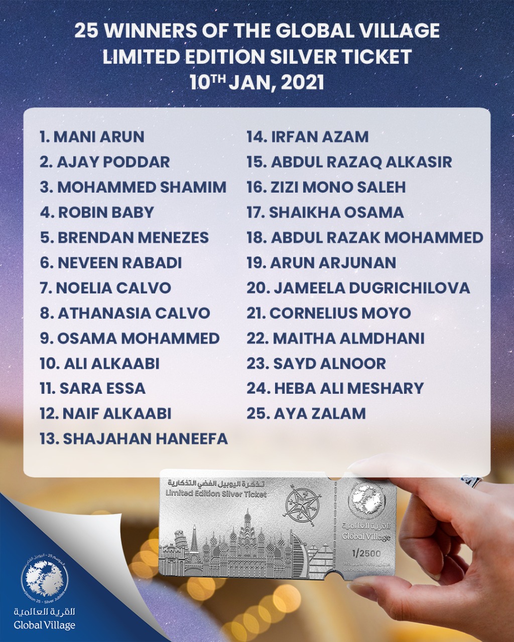 Win a Limited Edition Silver Ticket with the Global Village app ...